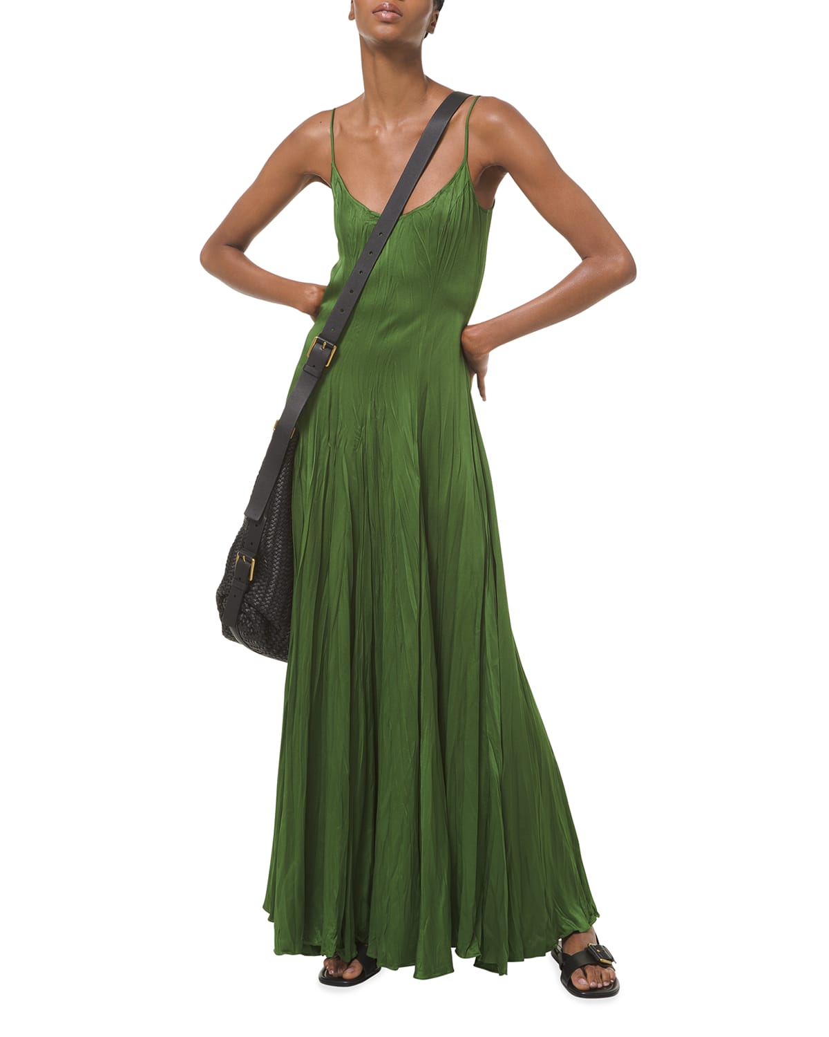 Green Pleated Dress | Neiman Marcus