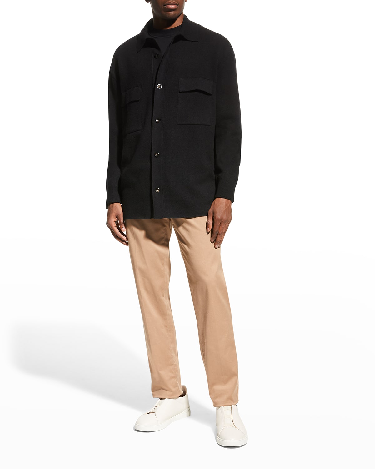 Agnona Men's Cashmere-blend Double-knit Shirt In Black | ModeSens