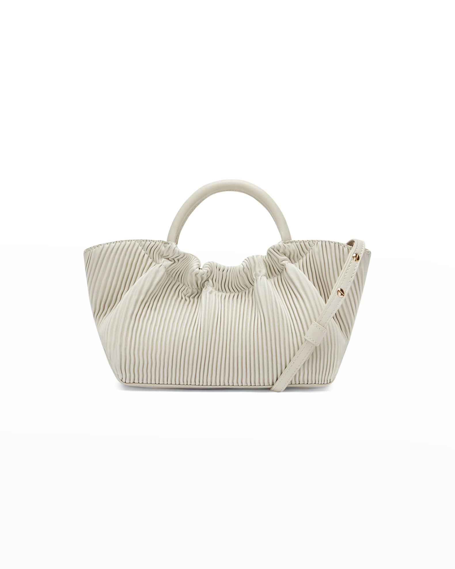 DeMellier Mini Los Angeles Pleated Metallic Top-Handle Bag | Neiman Marcus
