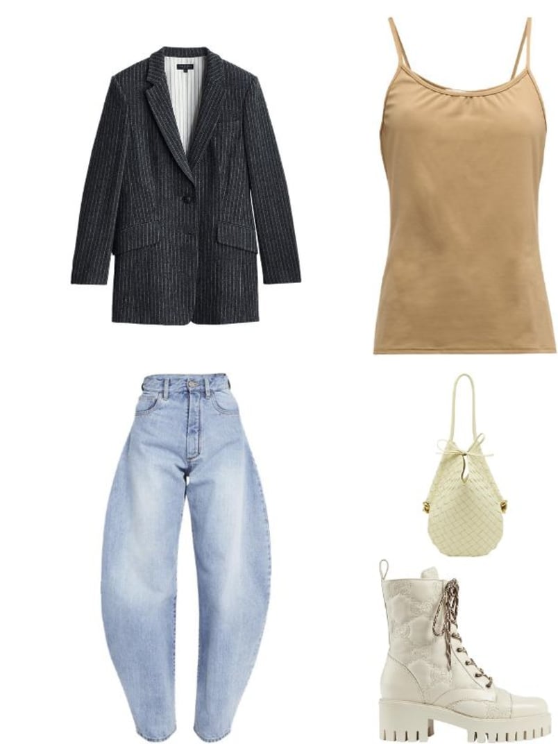 ALAIA Exaggerated Rounded Wide-Leg Denim Jeans | Neiman Marcus