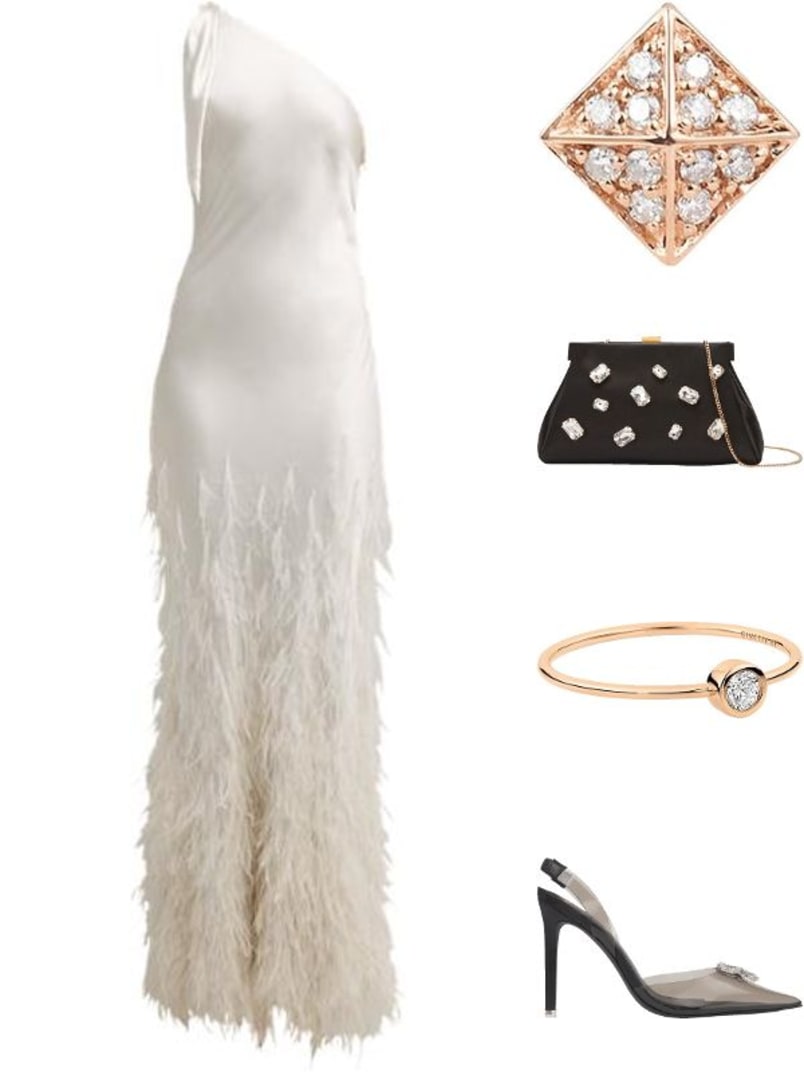Cult Gaia Gheta One-Shoulder Feather & Silk Gown | Neiman Marcus