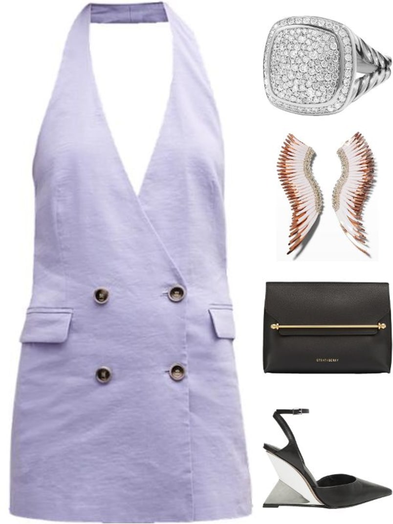 PINKO Linen-Blend Open-Back Mini Vest Dress | Neiman Marcus