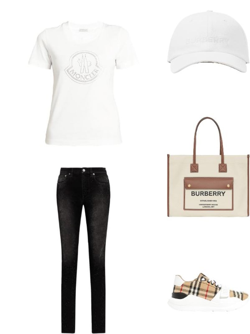 Burberry White Denim Logo Baseball Cap | Neiman Marcus