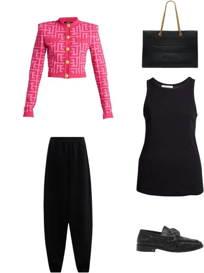 Balmain x Barbie Cropped Monogram Knit Cardigan | Neiman Marcus