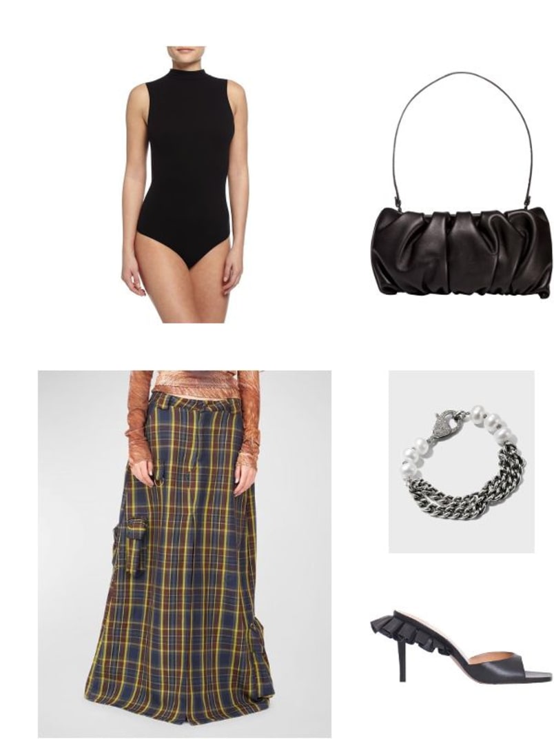 Collina Strada Stomp Plaid A-Line Maxi Cargo Skirt | Neiman Marcus