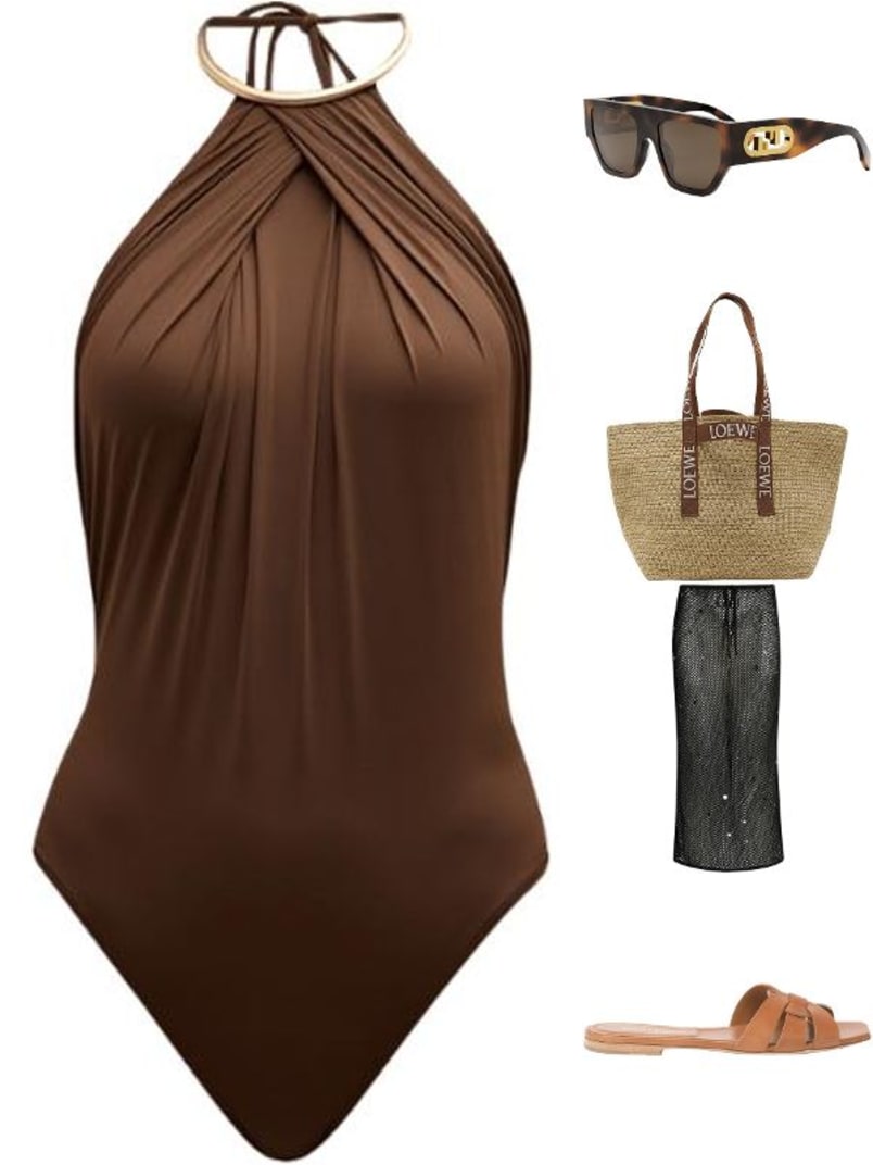 Lenny Niemeyer Draped High-Neck One-Piece Swimsuit | Neiman Marcus