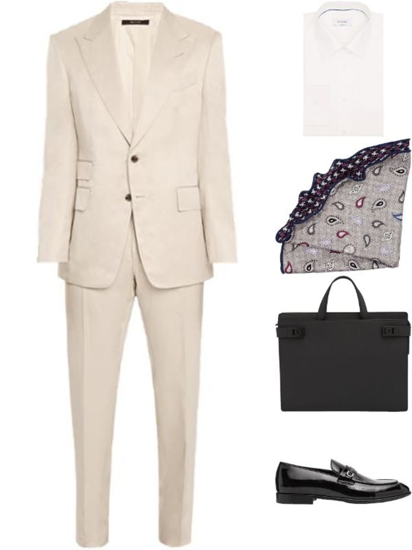 Edward Armah Men's Silk Reversible Houndstooth and Paisley Pocket Round ...