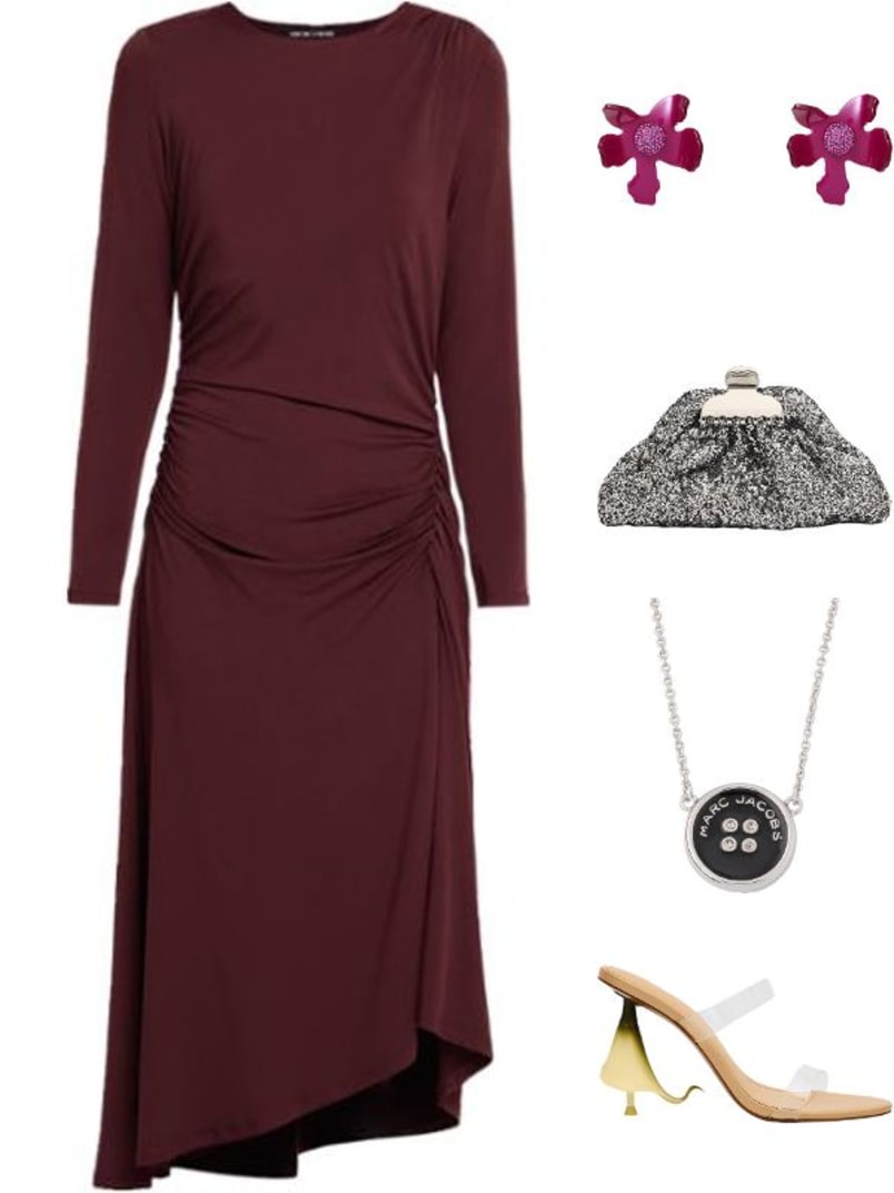 Lele Sadoughi Crystal Lily Button Earrings, Raspberry | Neiman Marcus