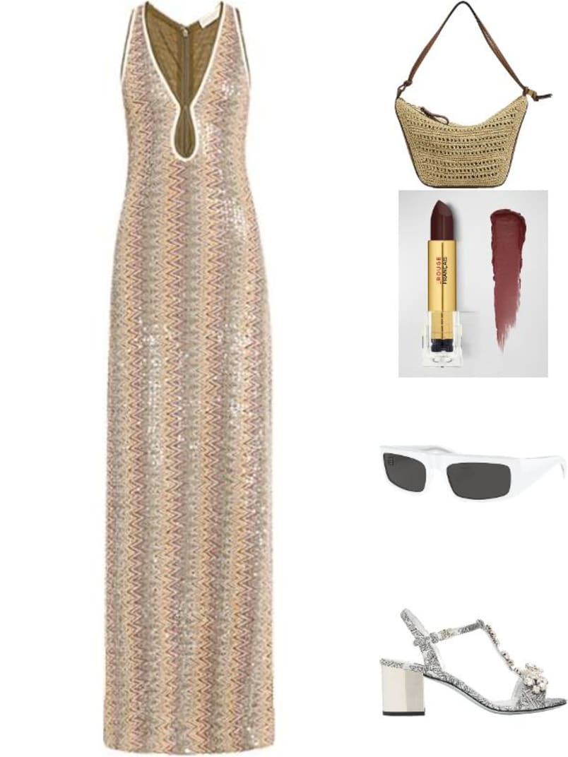 Ramy Brook Lilia Sequined Chevron Maxi Dress | Neiman Marcus