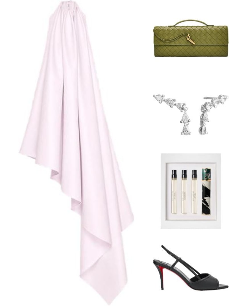 Givenchy Asymmetric Draped Leather Halter Midi Dress | Neiman Marcus