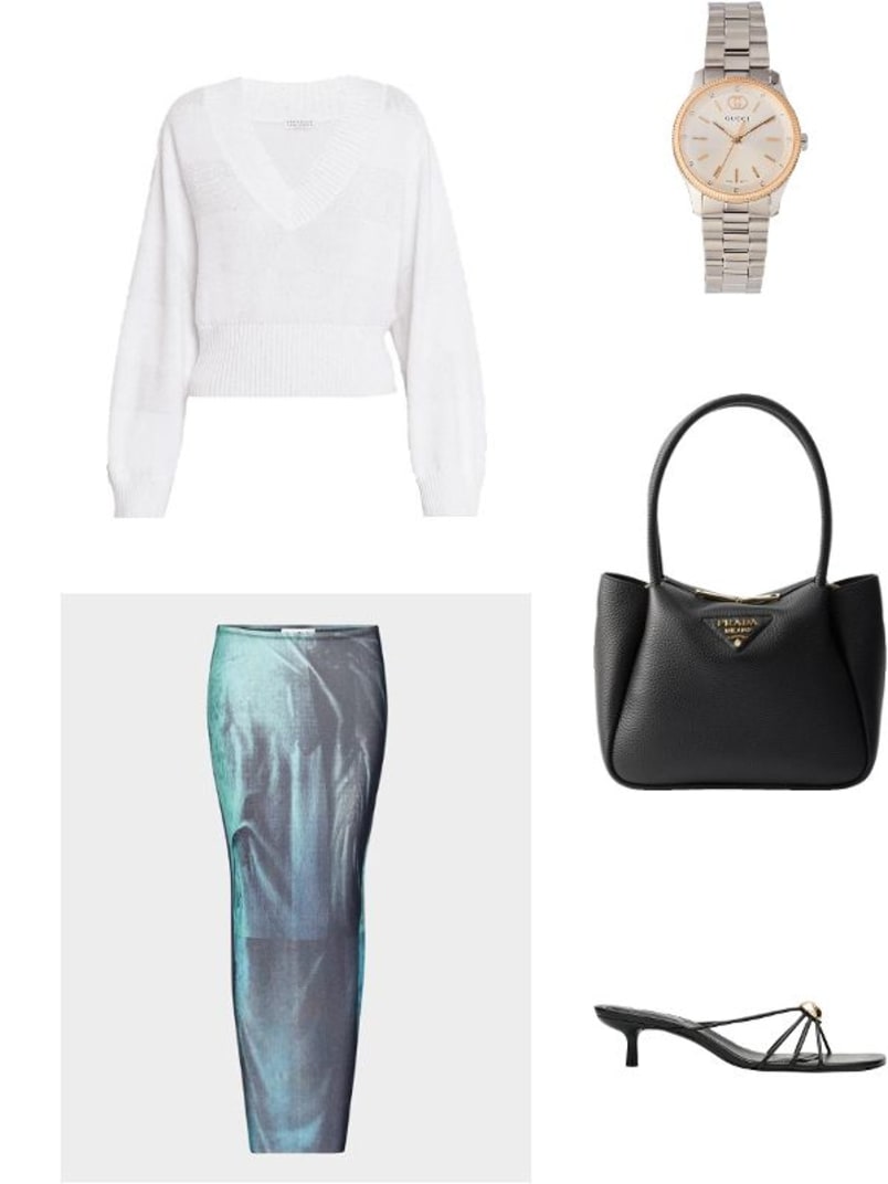 Jean Paul Gaultier Water-Print Mesh Maxi Skirt | Neiman Marcus