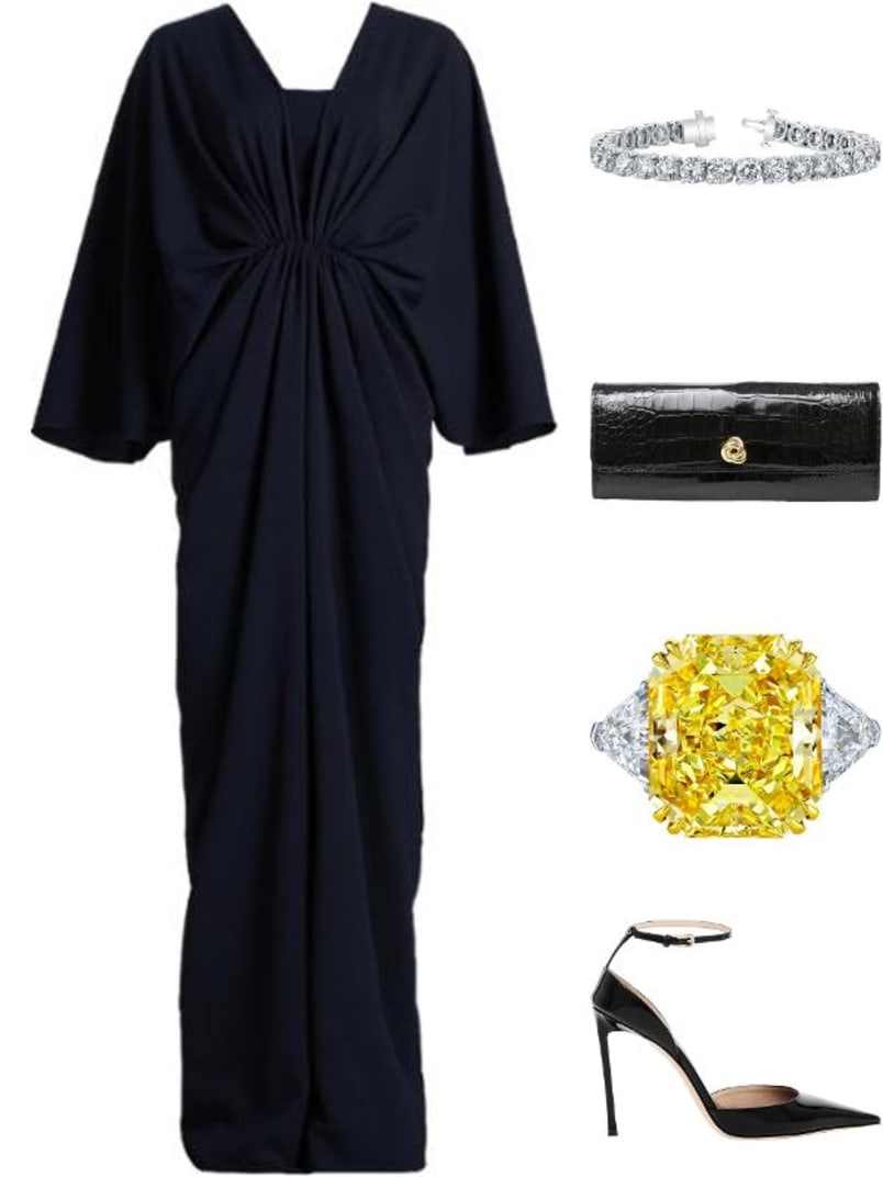 Neiman Marcus Diamonds Platinum and 18K Yellow Gold Radiant Cut Yellow ...