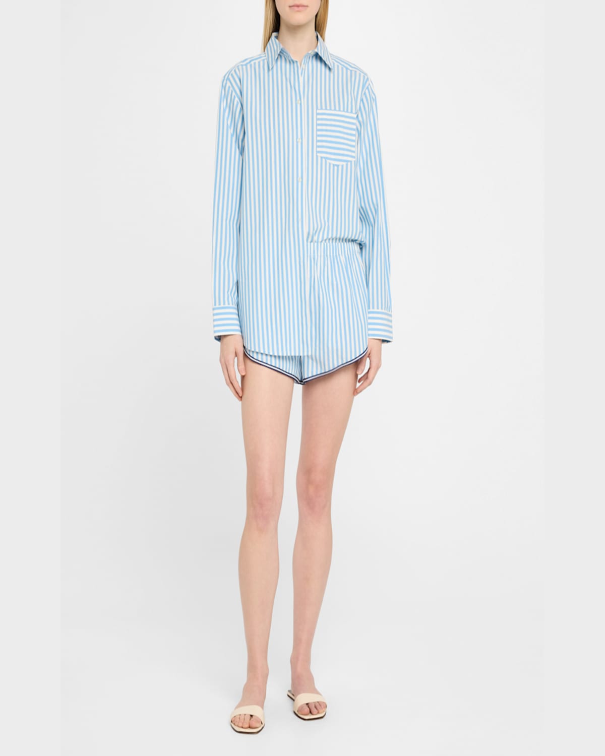 Solid & Striped The Avril Stripe Button-front Shirt In French Blue X ...