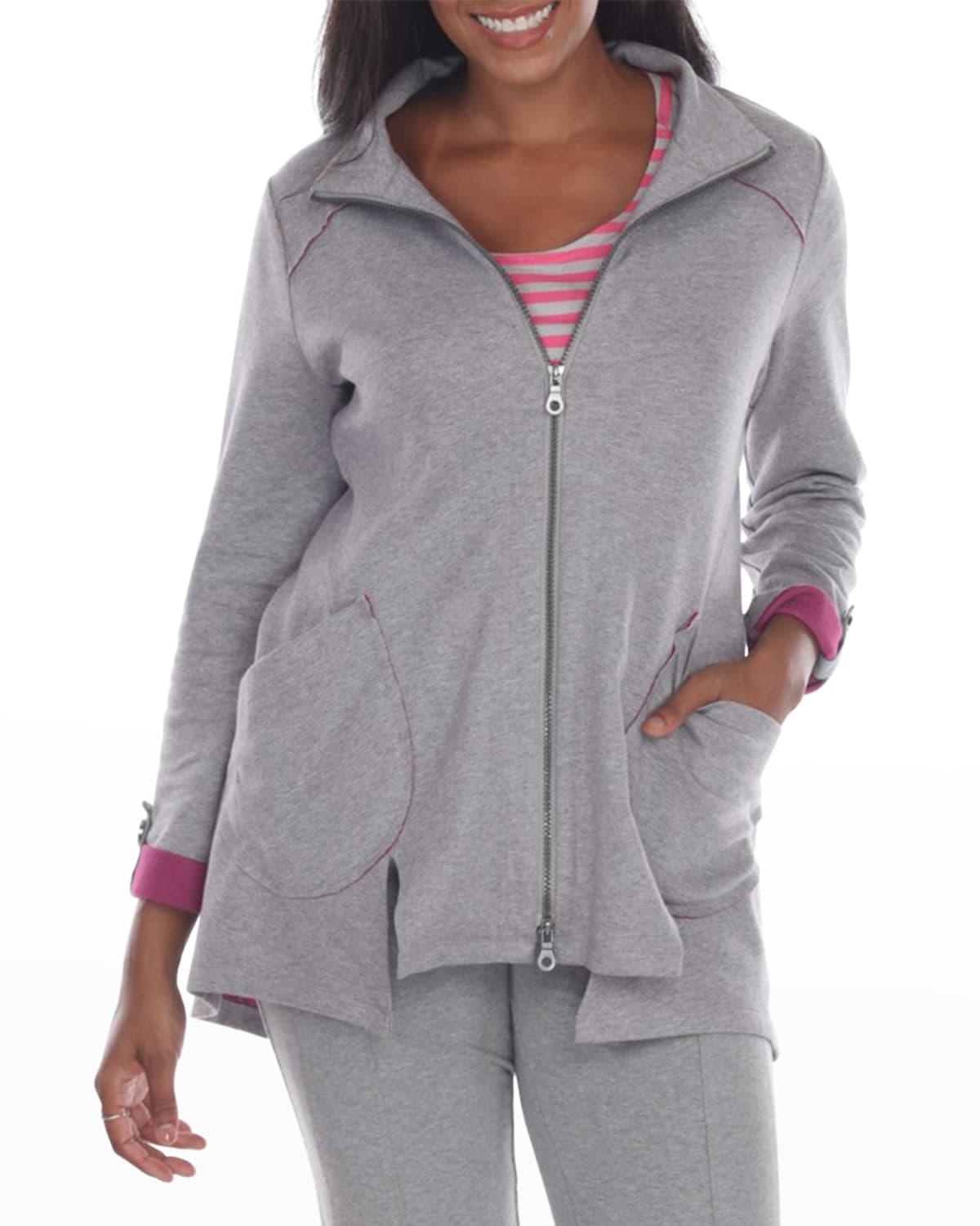 Neon Buddha Impression Asymmetric 3/4-Sleeve Jacket | Smart Closet