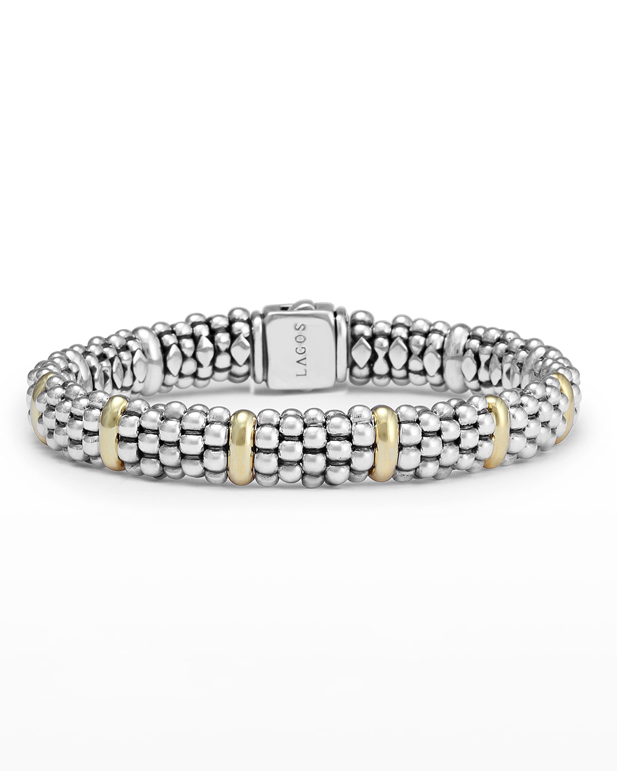 Lagos Ceramic & Sterling Silver White Caviar Seven Station Bracelet ...