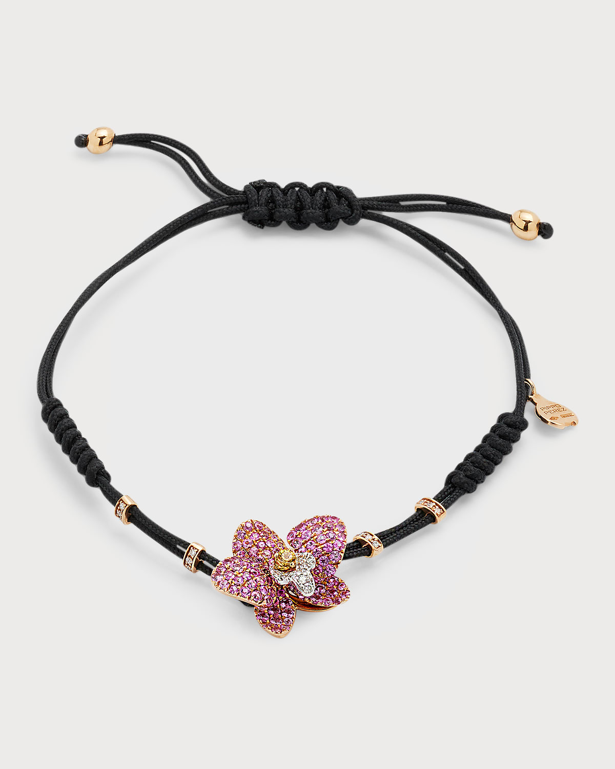 Pippo Perez 18k Rose Gold Diamond & Sapphire Orchid Pull-Cord Bracelet ...