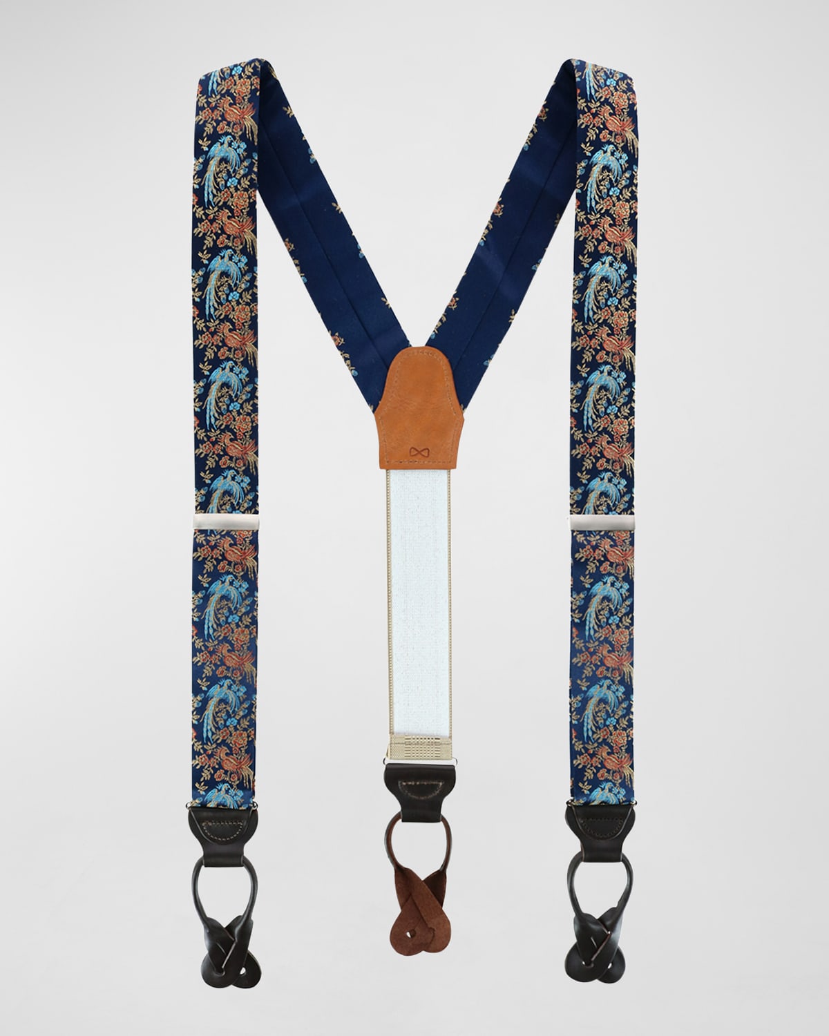 Trafalgar Men's Birds of Prosperity Silk Suspender Braces | Smart Closet