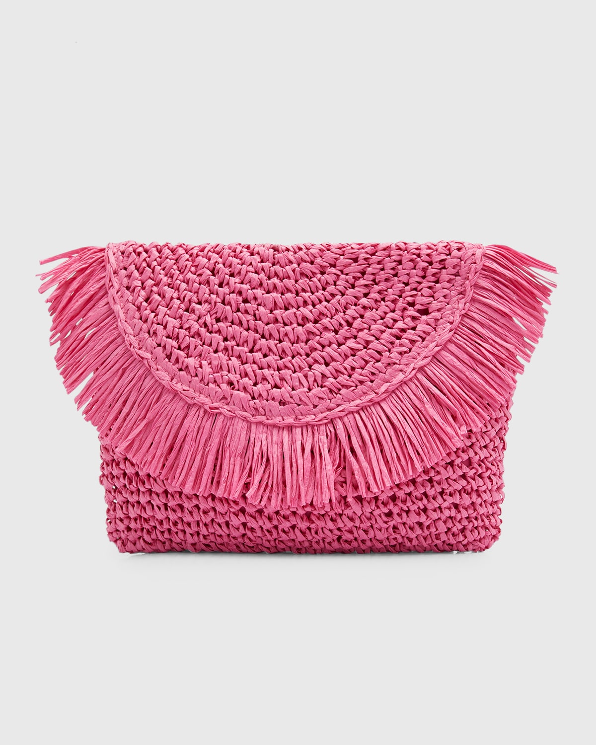 Btb Los Angeles Riley Fringe Straw Clutch Bag In Hot Pink | ModeSens