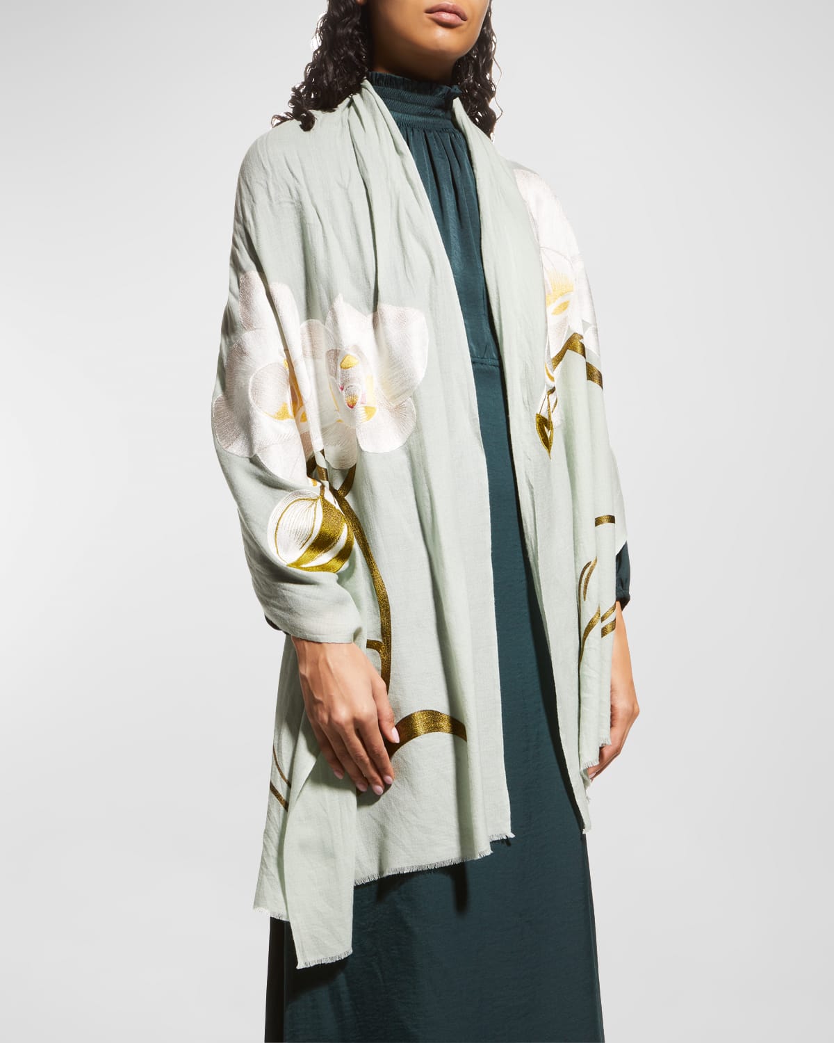 K Janavi Wild Lady Orchid Merino Wool Scarf In Mint Green | ModeSens