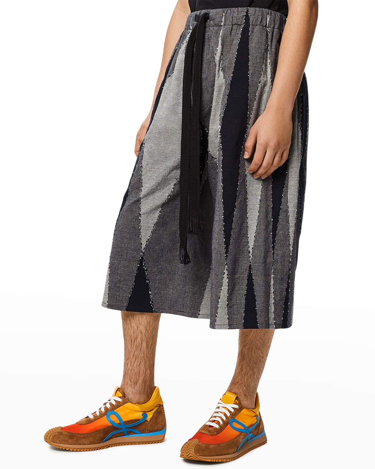 Loewe X Paula's Ibiza Men's Long Patchwork Shorts In Multicolor | ModeSens
