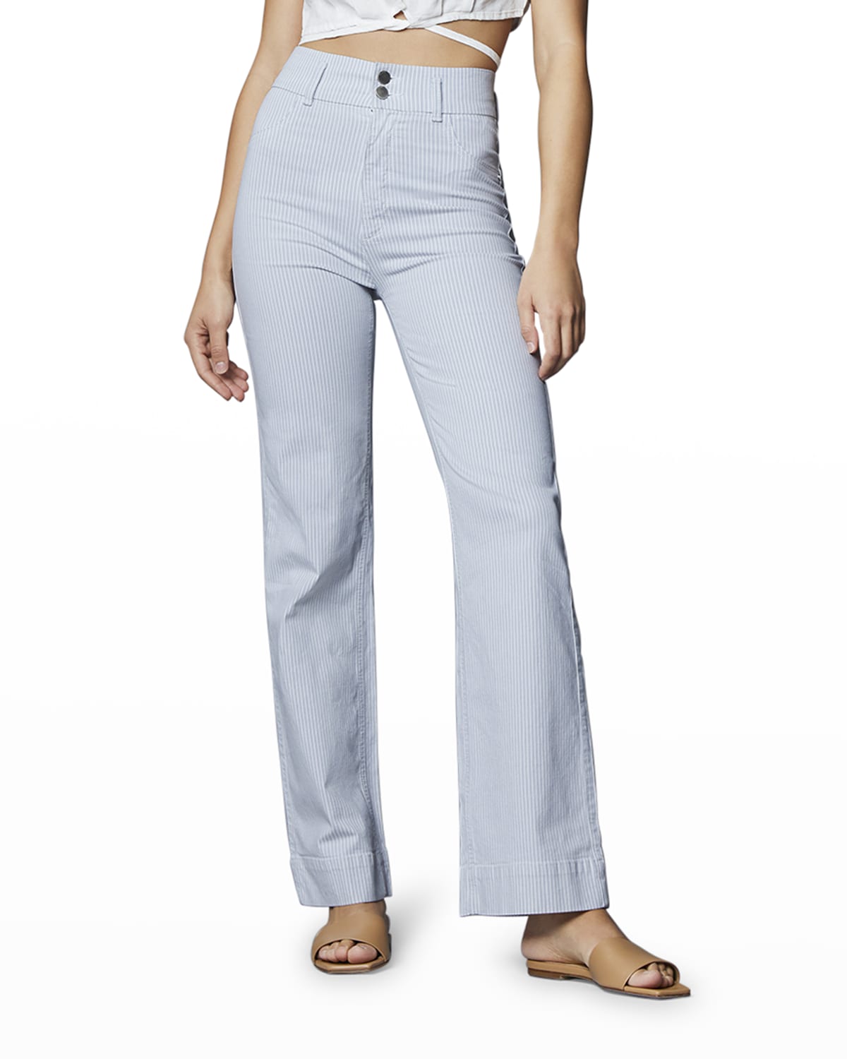 Dl Premium Denim Hepburn Pinstripe Wide-leg High Rise Vintage Jeans In ...