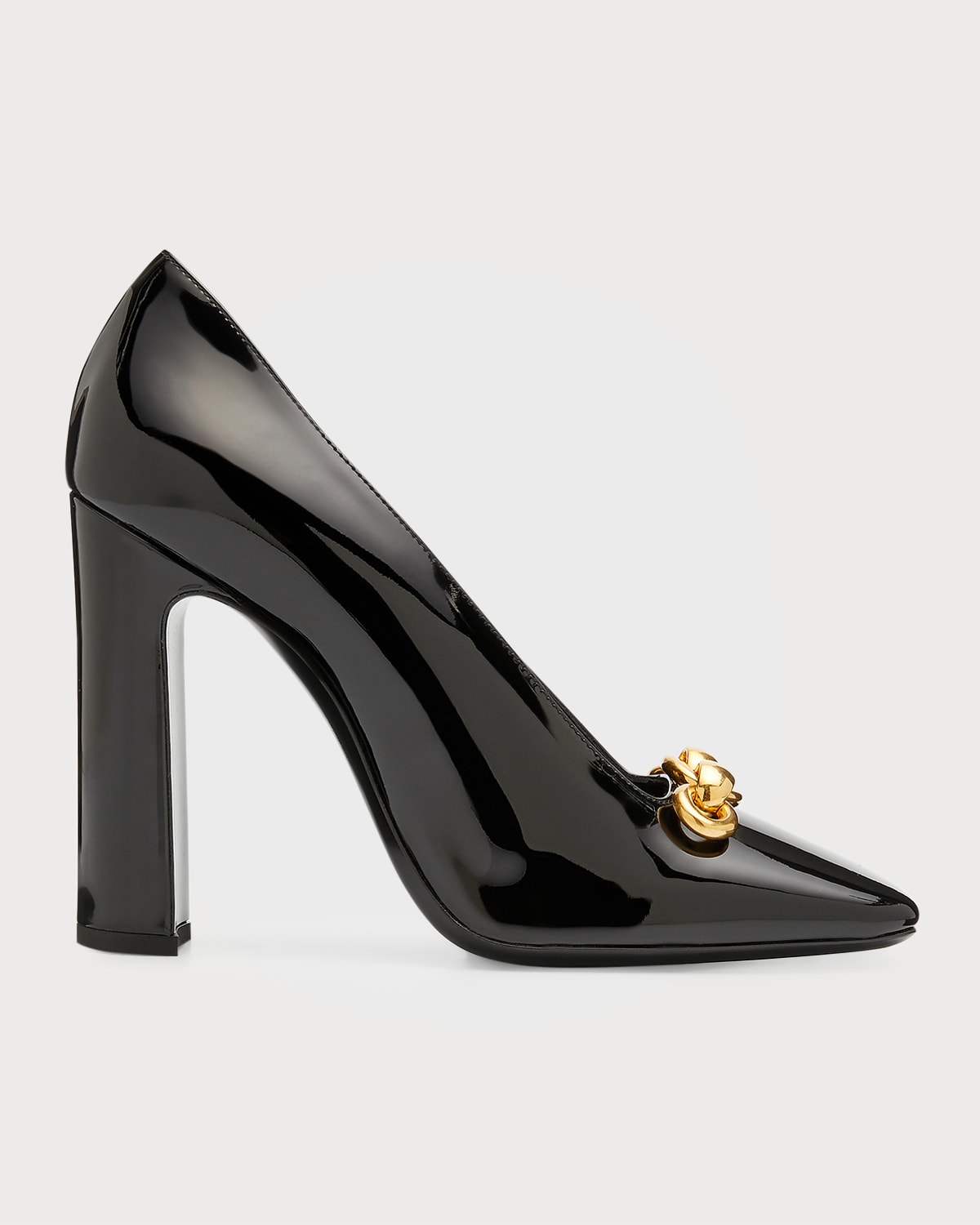 Saint Laurent New Maillon Patent Chain Pumps In Nero 1000 | ModeSens