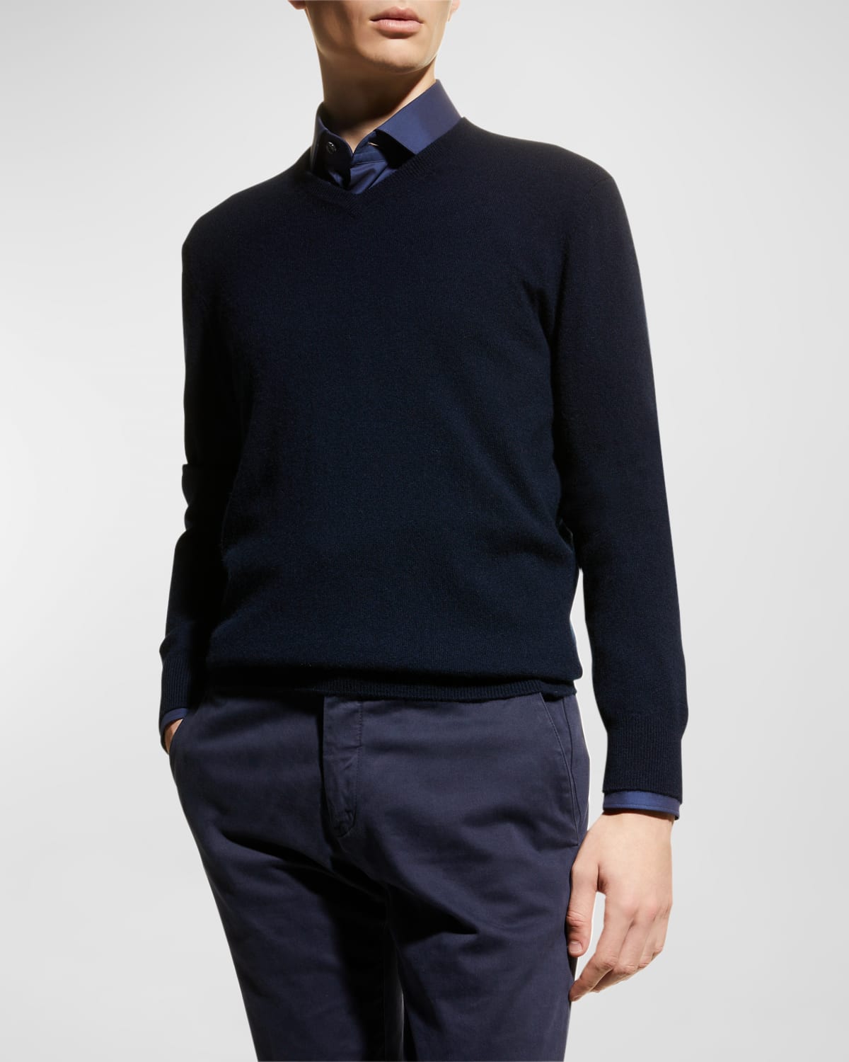 Neiman Marcus Men's Cloud Cashmere V-Neck Sweater | Smart Closet