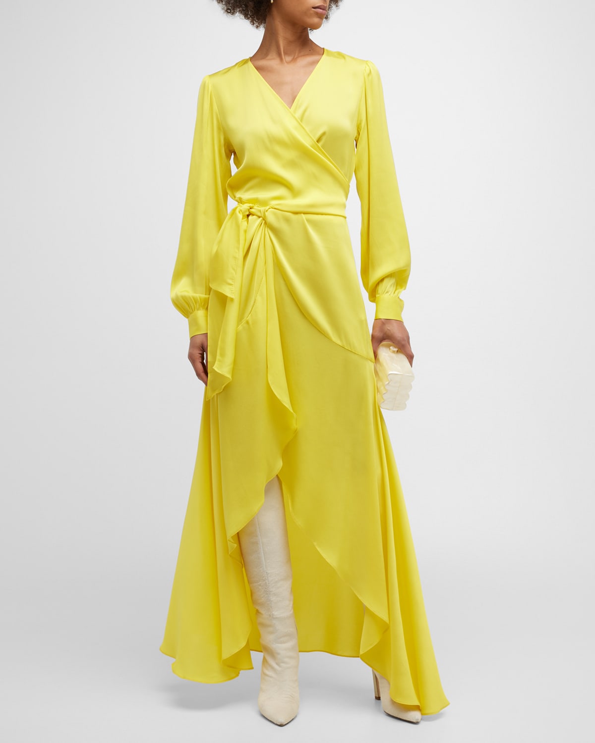 Nouvelle Silk95five Ananda Silk High-low Wrap Dress In Forest Green ...