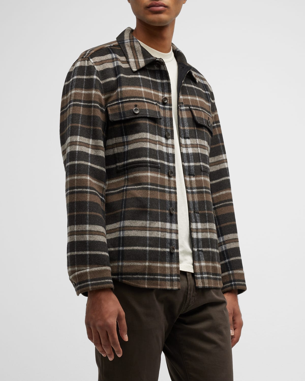 Vince Men's Splittable Plaid Shirt Jacket | Smart Closet