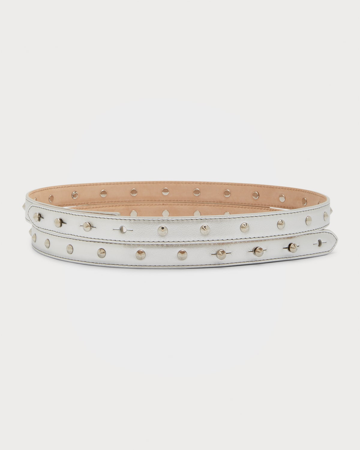 Alexander Mcqueen Studded Thin Double Belt In Silver | ModeSens