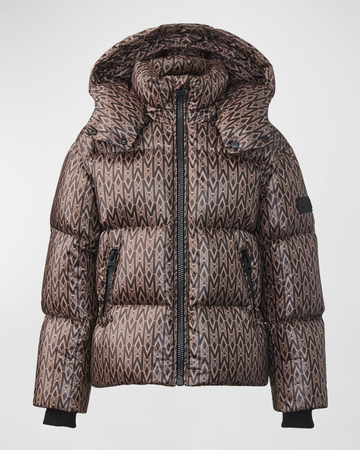 Mackage Kid's Jesse Recycled Monogram-print Hooded Puffer Jacket In ...