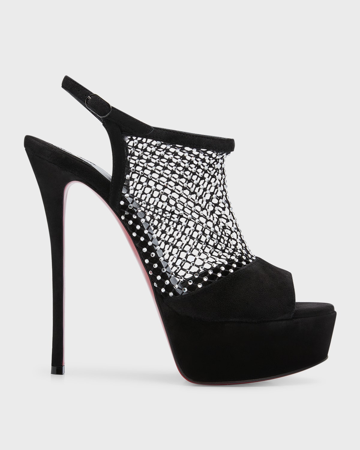 Christian Louboutin Crystal Net Red Sole Platform Sandals In B439 ...