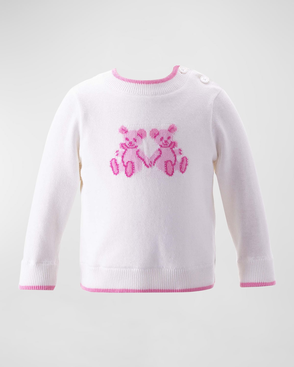 Rachel Riley Kids' Girl's Teddy Intarsia Sweater In Pink | ModeSens