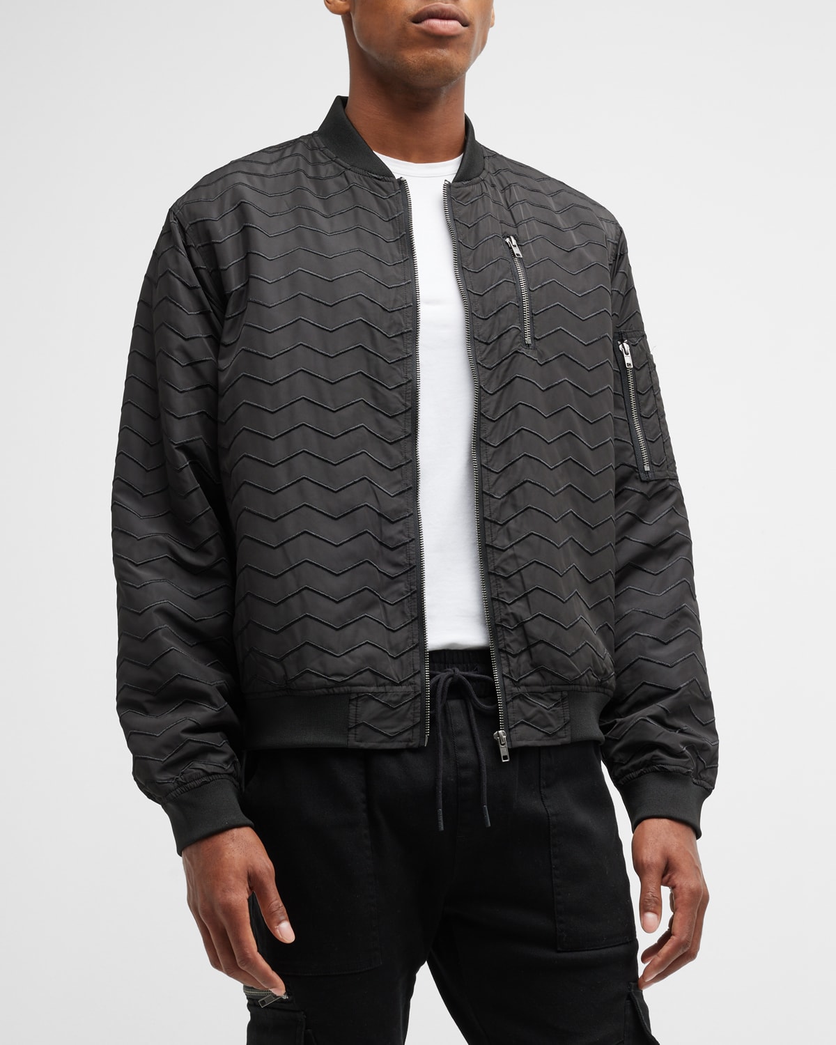Nana Judy Men's Arcadia Zigzag Bomber Jacket In Black | ModeSens