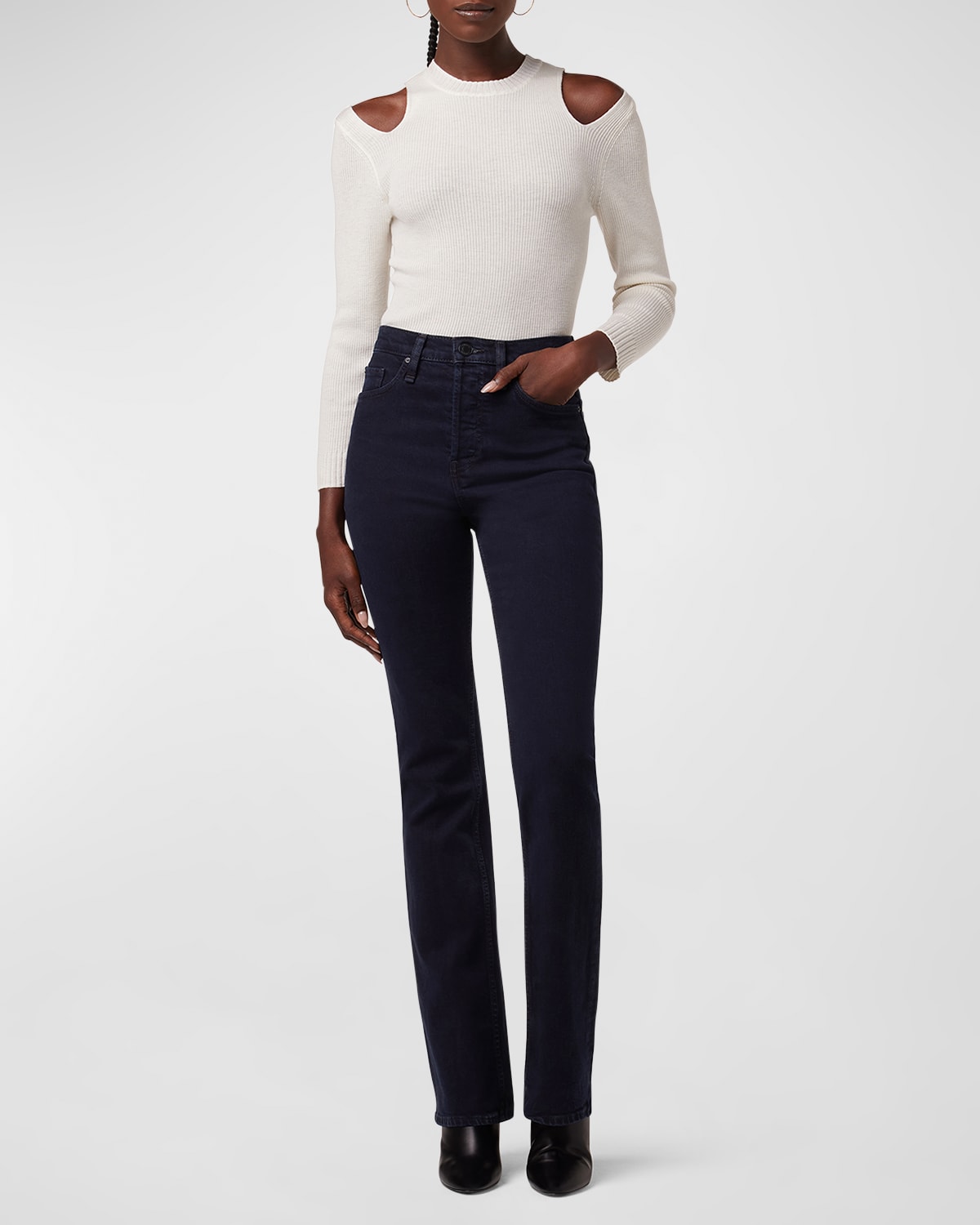 Hudson Faye Ultra High-rise Flared Jeans In River | ModeSens