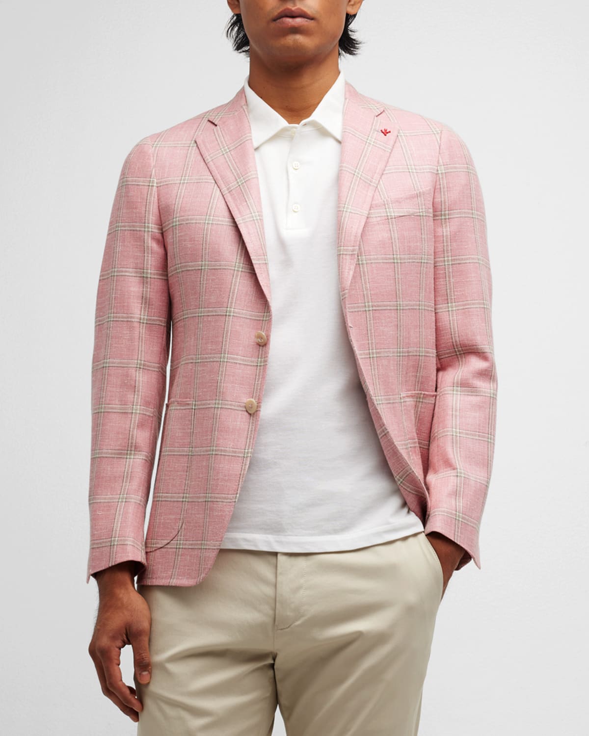 Isaia Men's Capri Two-button Plaid Silk & Cashmere Sport Coat In Pastel ...