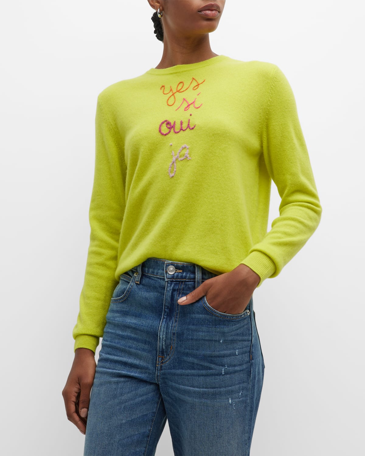 Lingua Franca Yes, Si, Oui, Ja Classic Long-Sleeve Pullover | Smart Closet