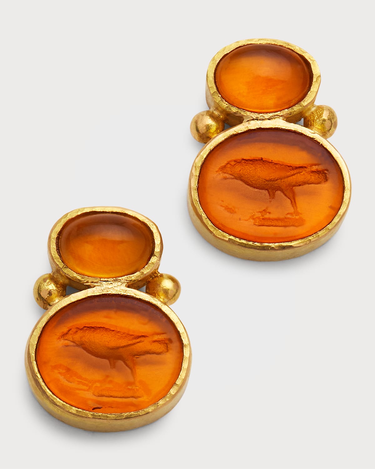 Elizabeth Locke 19k Yellow Gold Stud Earrings With Tiny Bird And ...