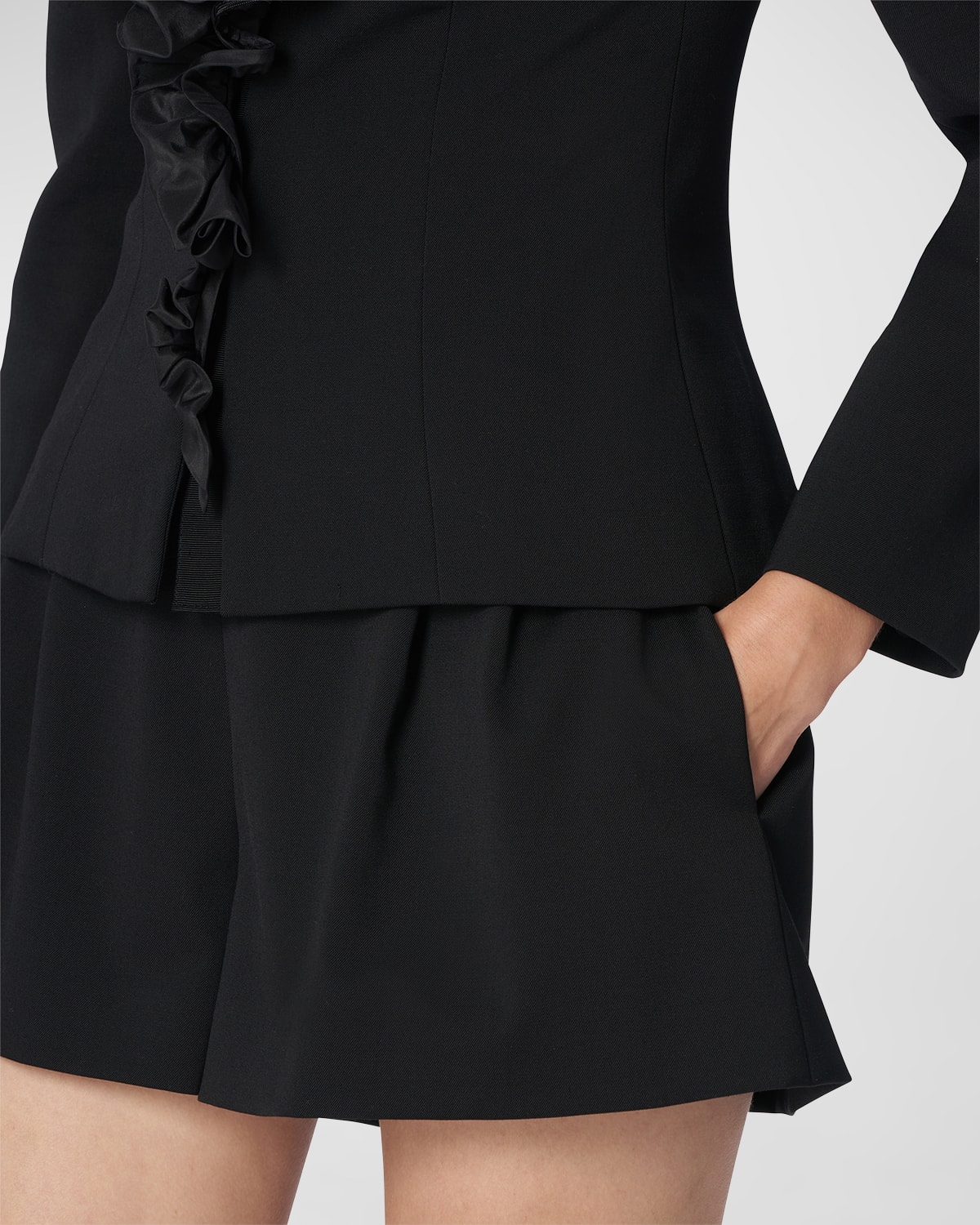 Carolina Herrera High-rise Pleated Belted Shorts In Black | ModeSens