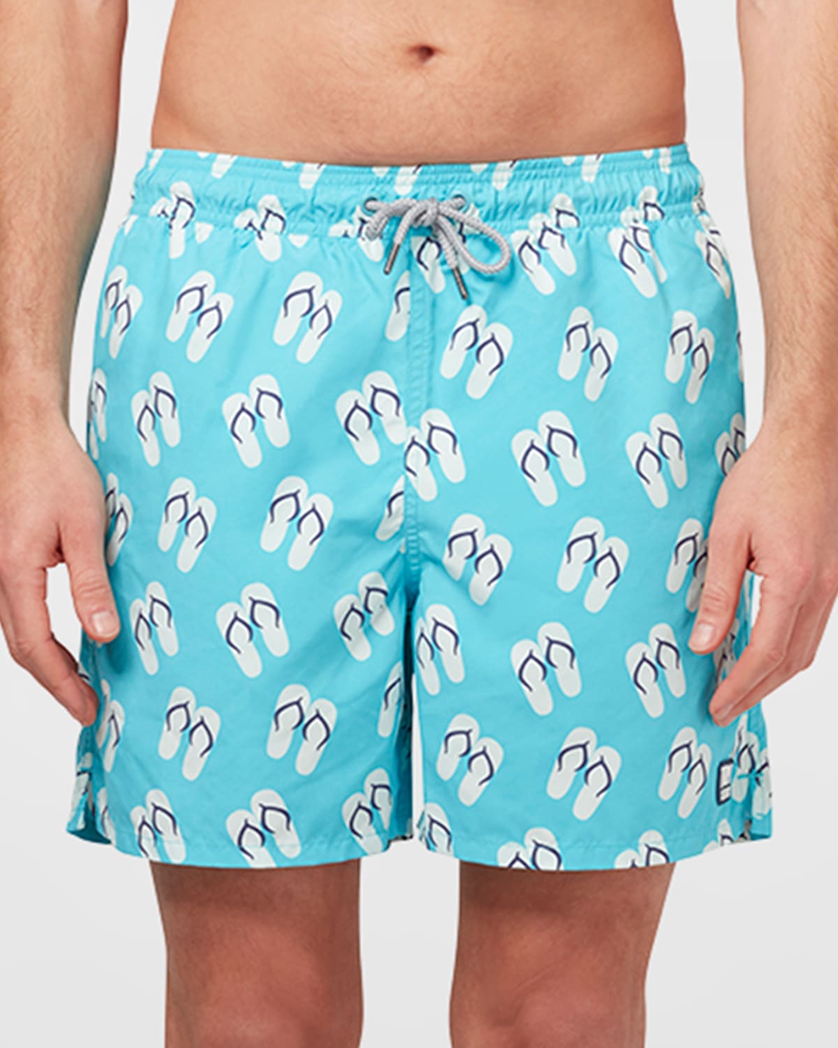Tom & Teddy Men's Flip Flop-print Swim Trunks In Scuba Blue | ModeSens