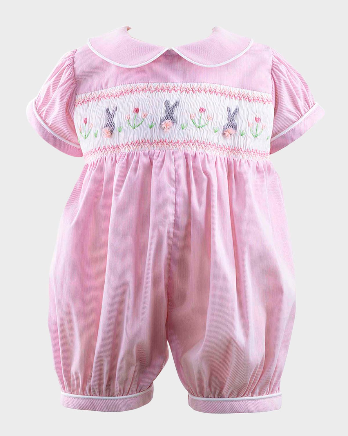 Rachel Riley Kids' Girl's Bunny Embroidered Babysuit In Pink | ModeSens