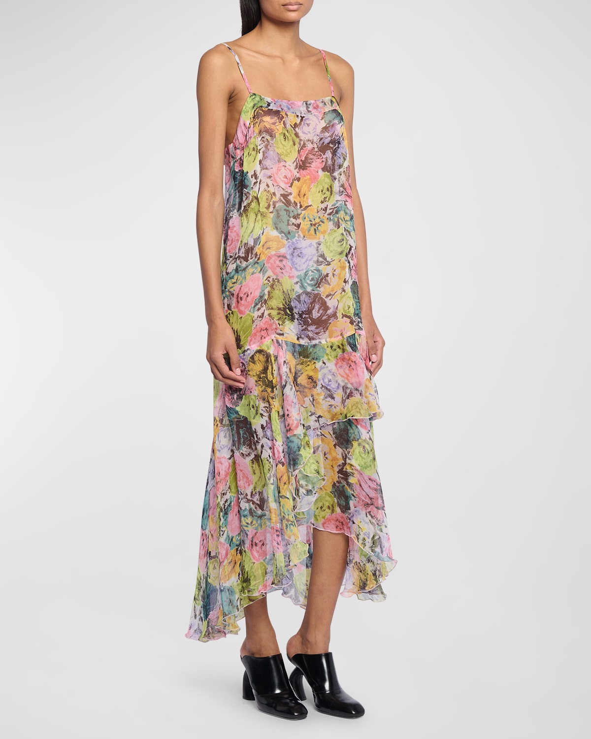 Dries Van Noten Dreya Floral-print Flutter-hem Maxi Dress In Dessin A ...
