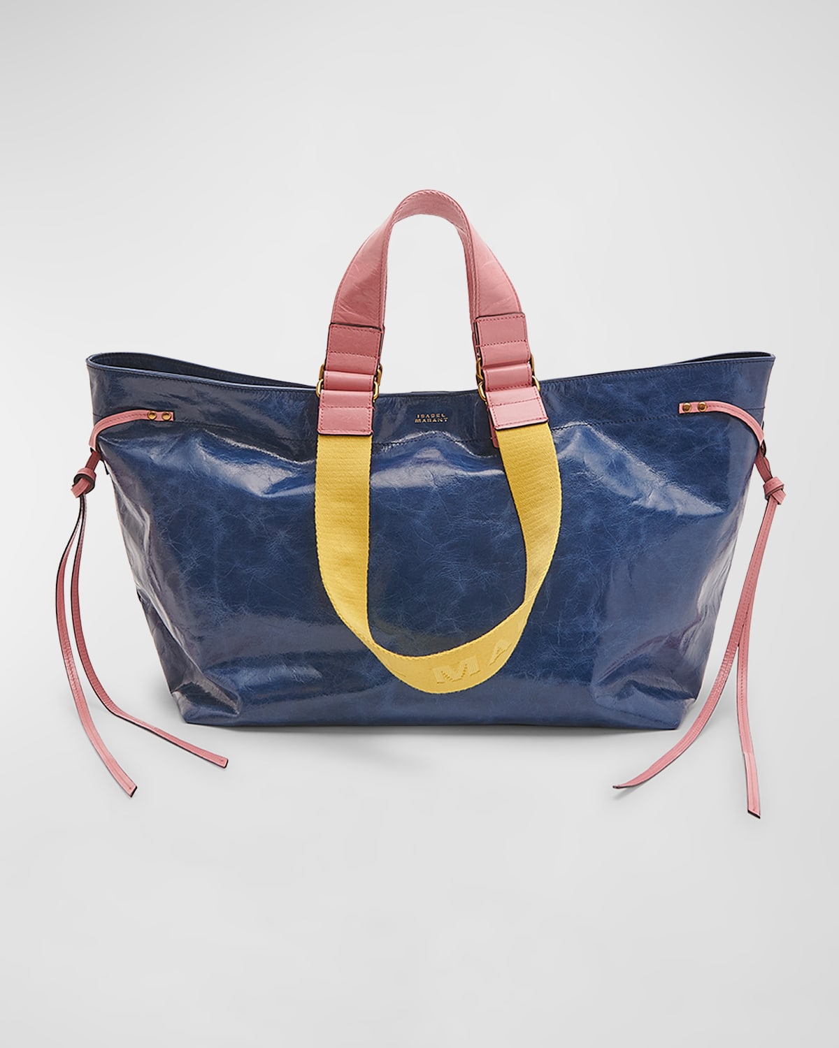 Isabel Marant Wardy Colorblock Shiny Leather Tote Bag In 30na Navy ...