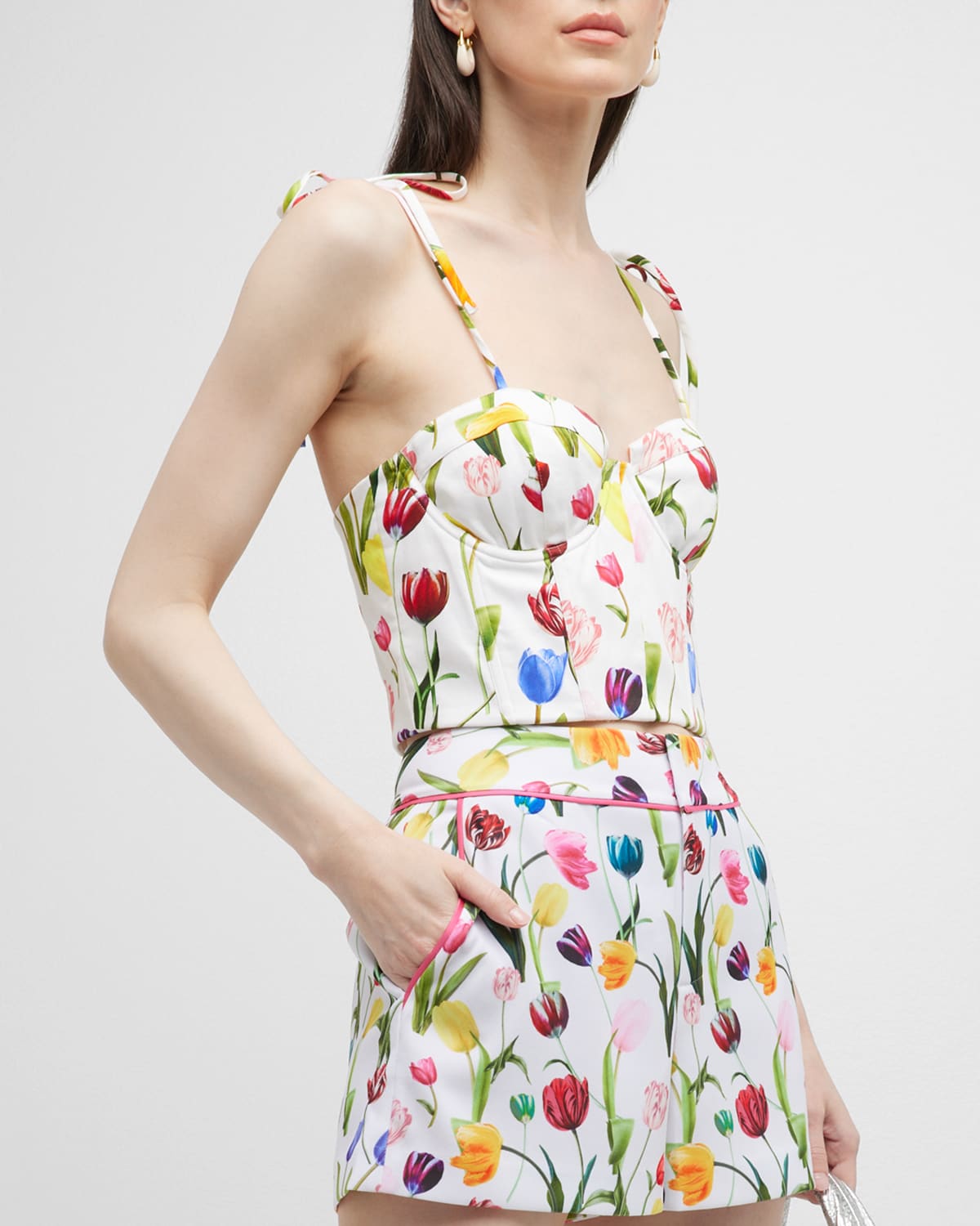 Alice And Olivia Abia Bustier Top In Kiss My Tulips | ModeSens