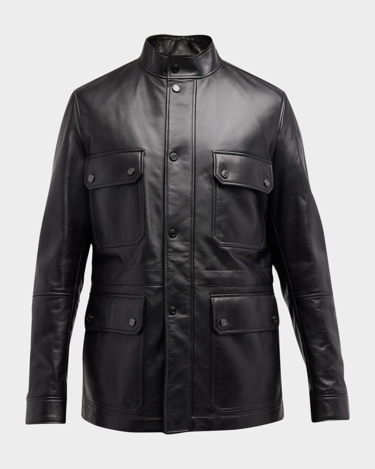Stefano Ricci Men's Leather Field Jacket In Black | ModeSens