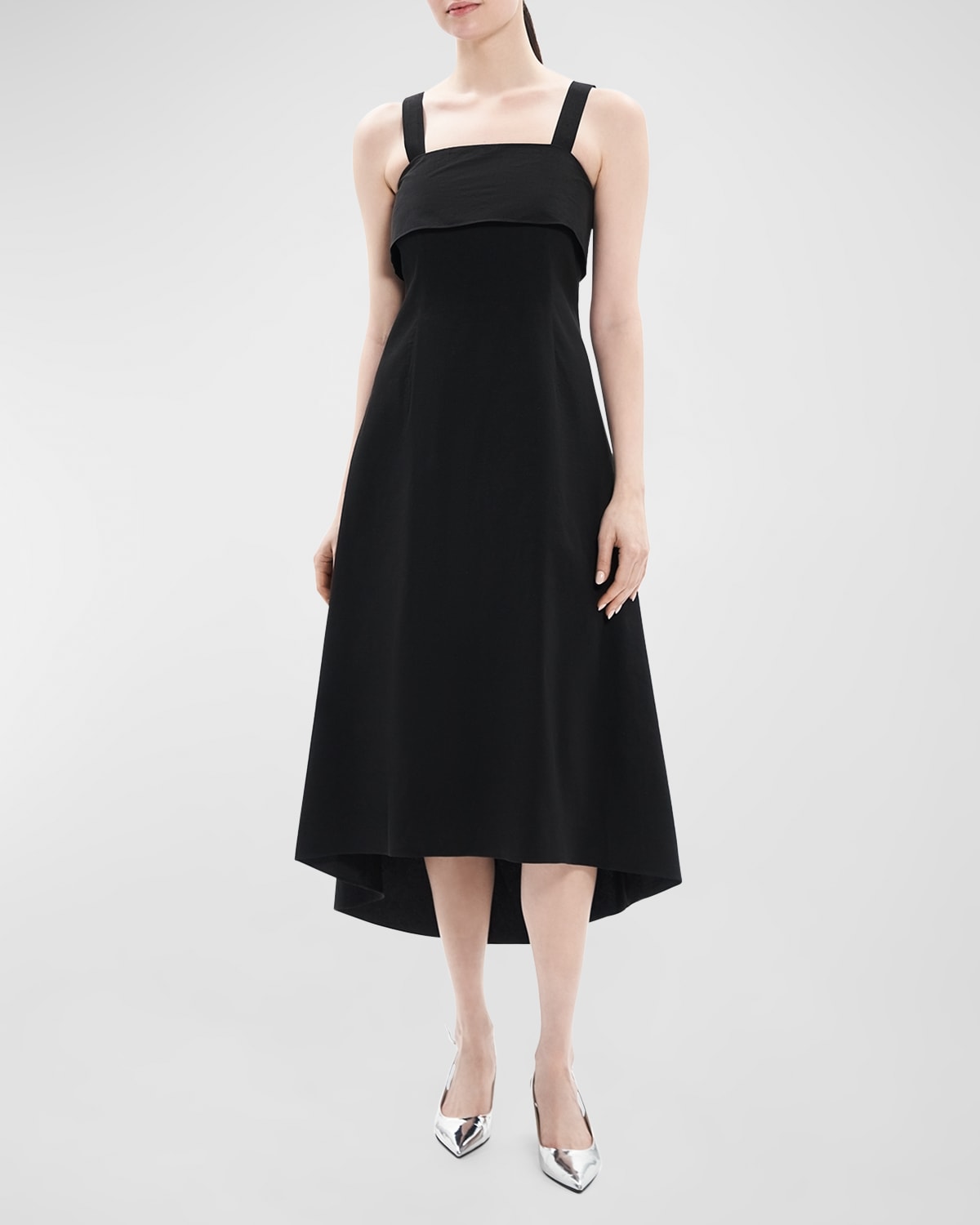 Theory Layered Midi Dress In Black | ModeSens