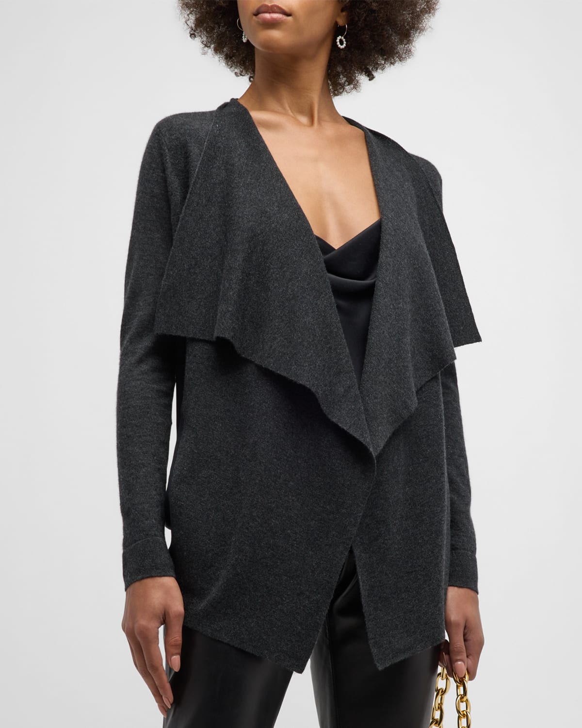 Neiman Marcus Cashmere Collection Cashmere Superfine Draped Cardigan ...
