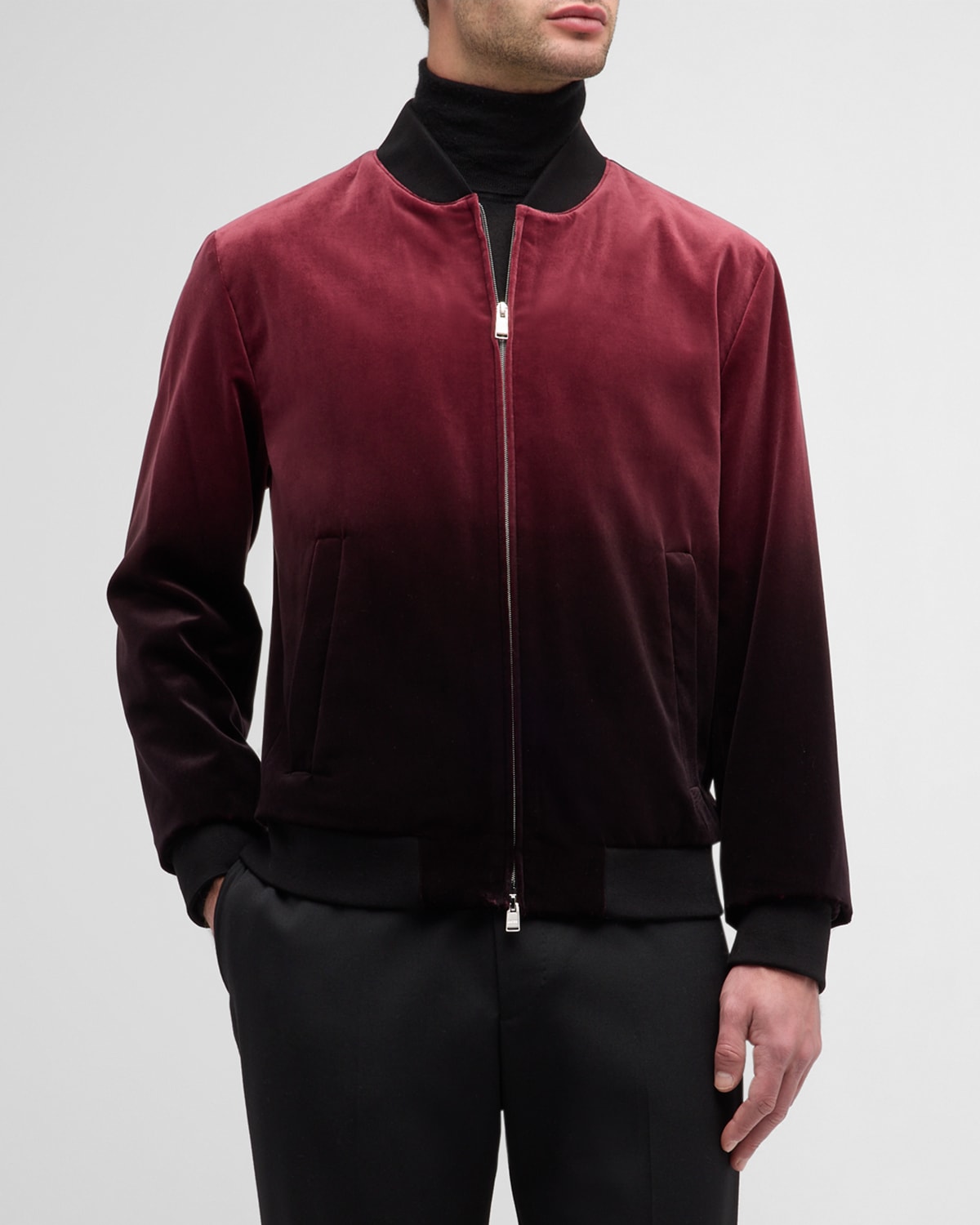 Hugo Boss Men's Gradient Velvet Bomber Jacket | ModeSens