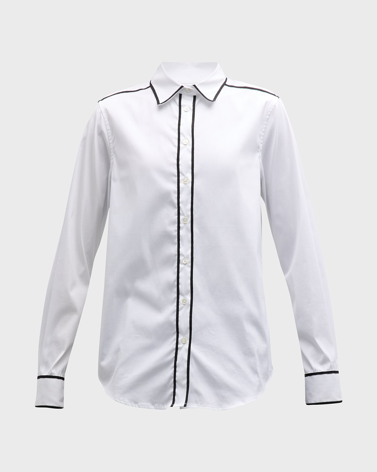 Sara Roka Calista Contrast-trim Button-down Shirt In White .b | ModeSens