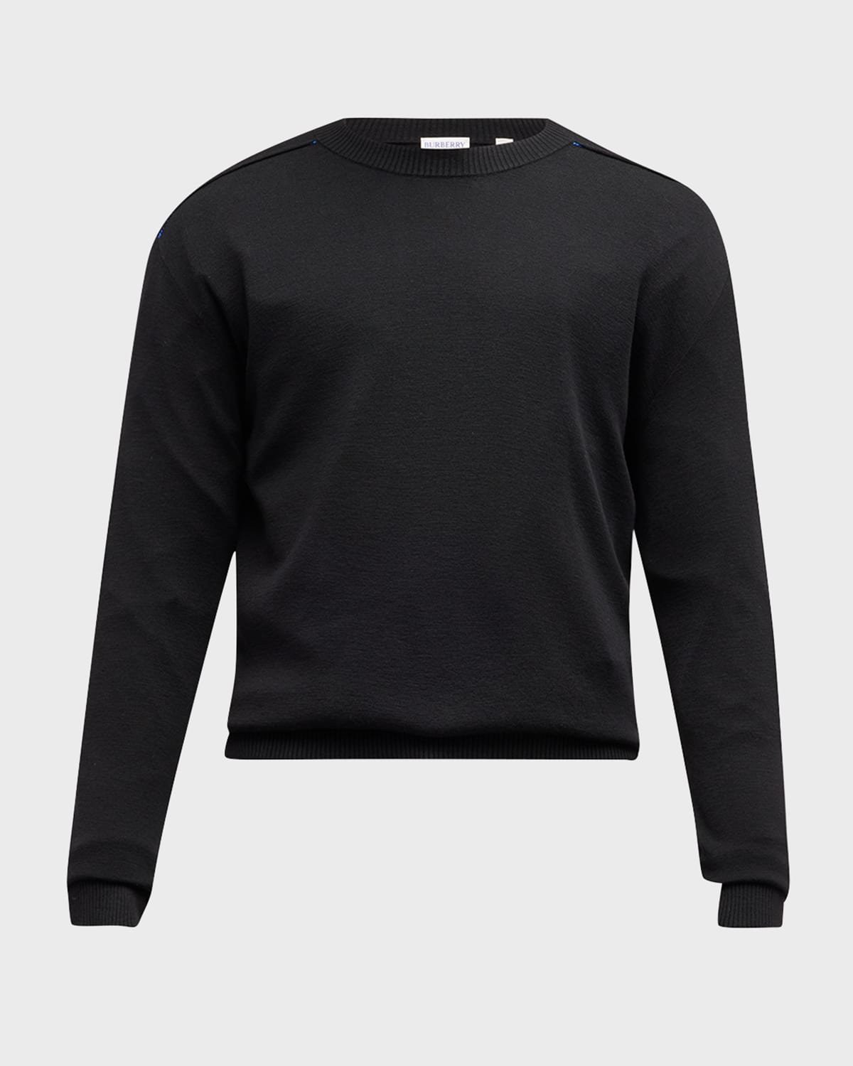 Burberry Men's Embroidered-back Wool Sweater In Black | ModeSens
